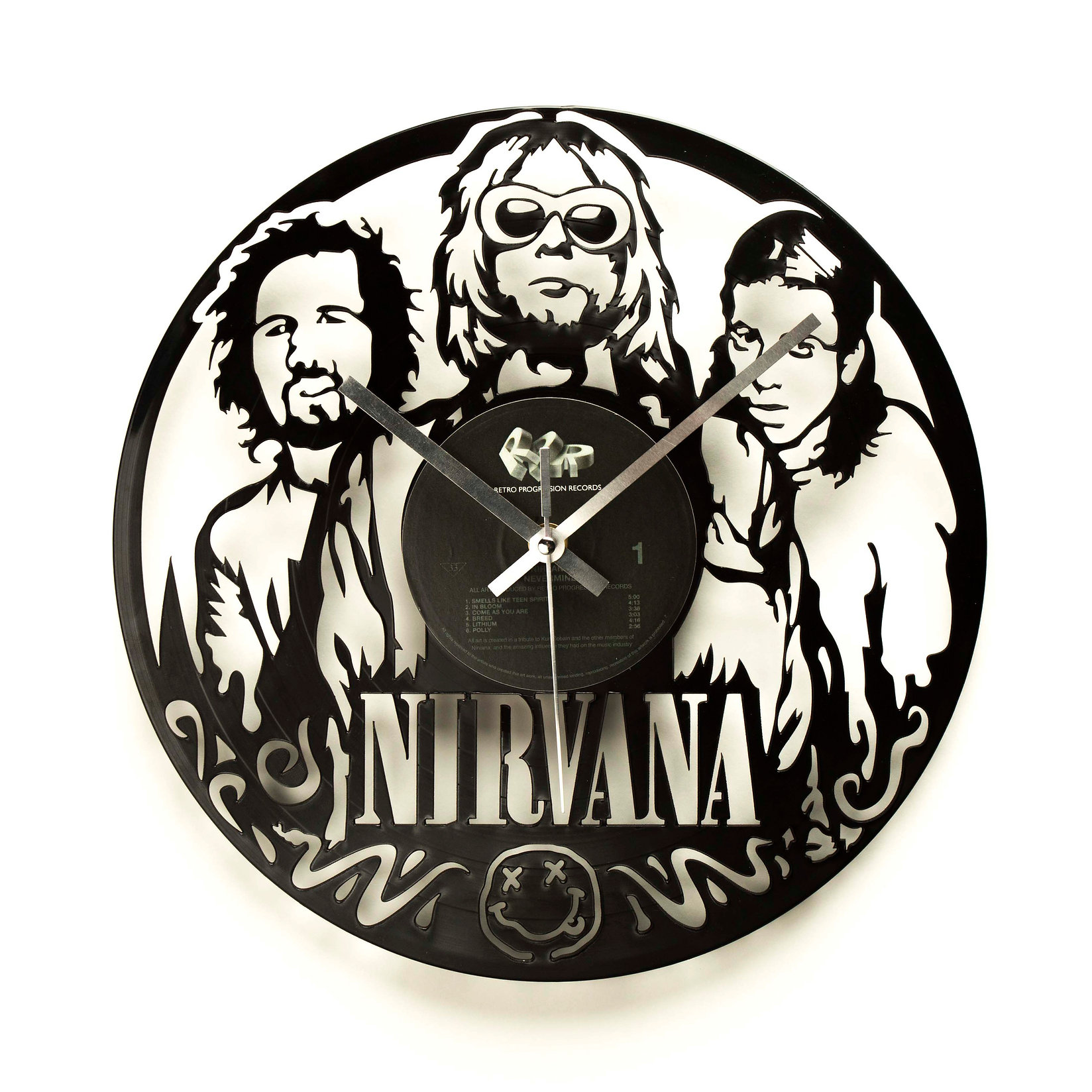 Nirvana Band Cut Vinyl Clock Retro Progression