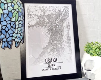 Osaka, Japan A3 Map Print - Retro Progression