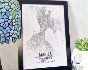 Manila, Philippines A3 Map Print - Retro Progression