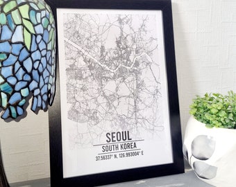 Seoul, South Korea A3 Map Print - Retro Progression