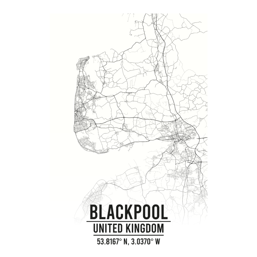 Blackpool United Kingdom A3 Map Print Retro Progression Blackpool United Kingdom A3 Map Print Retro Progression